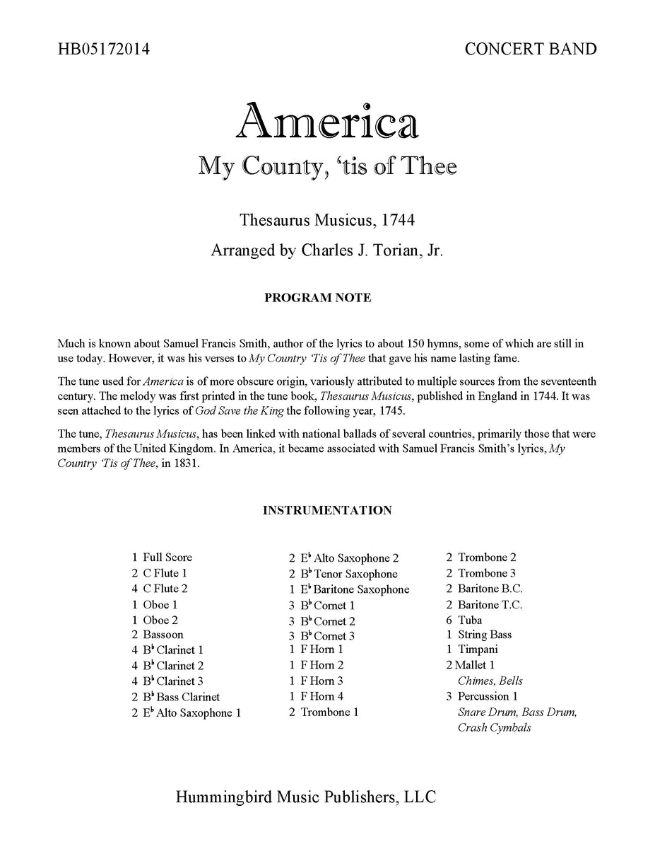 AMERICA, My Country, 'tis of Thee - Patriotic Concert Band Arrangement ...
