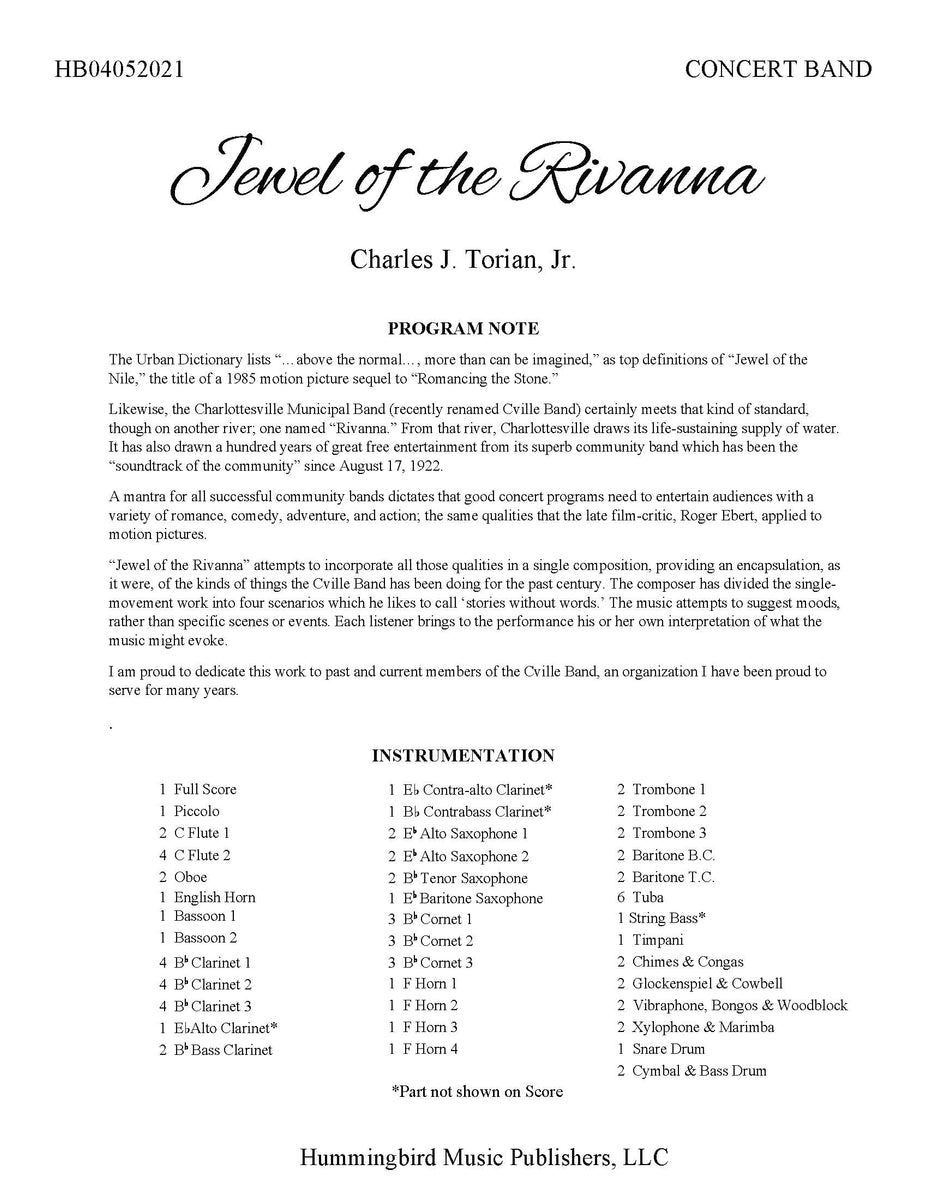 Jewel of the Rivanna - New Concert Band Work by Charles Torian ...